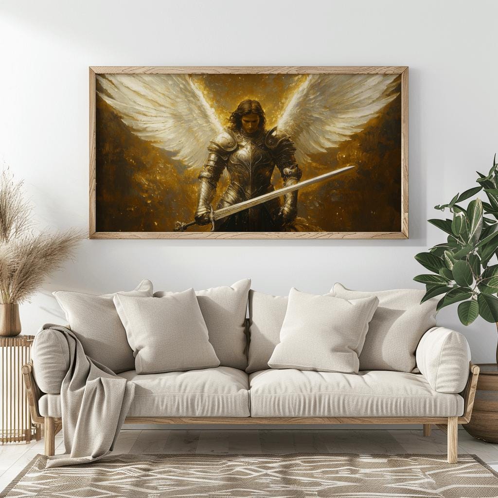 Archangel Saint Michael Frame Tv, Archangel Religious Wall Art ...
