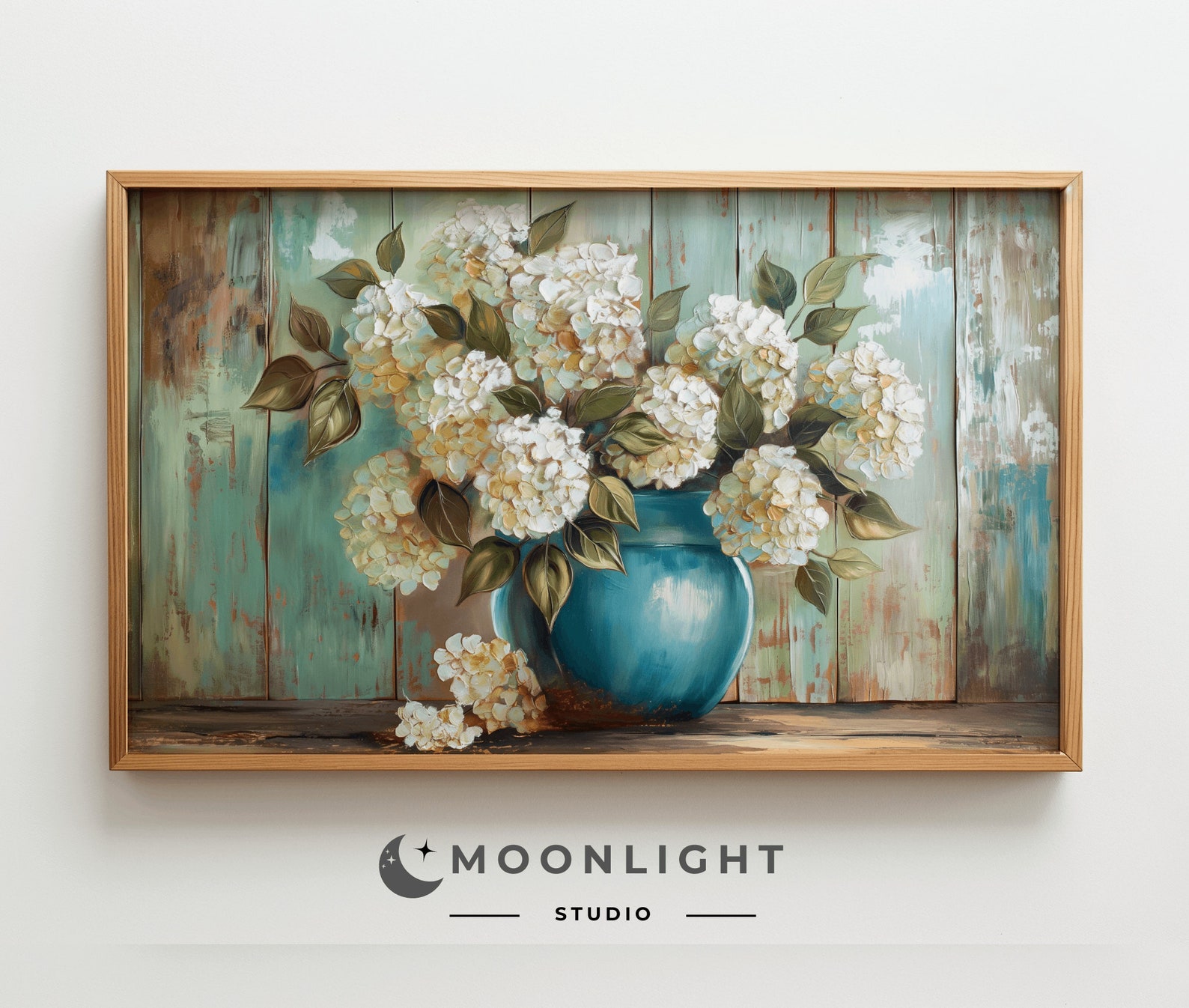 Frame TV Art White Hydrangeas, Vintage Floral Oil Painting,spring ...