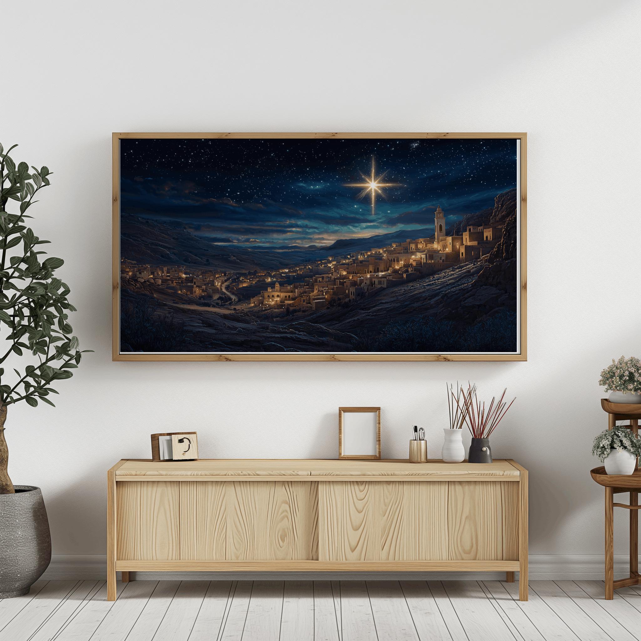 Nativity Star Christmas Tv Art, Christmas Frame TV Art, Winter Holiday ...