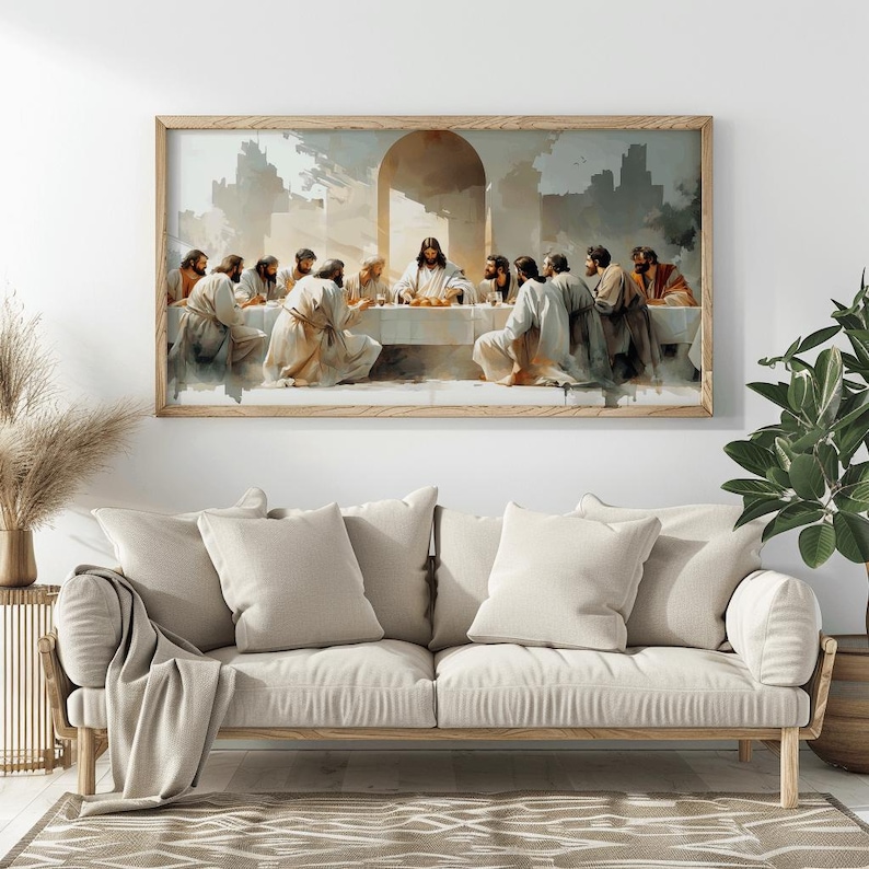 The Last Supper Frame Tv Art, Modern Christian Art, Bible Wall Art ...