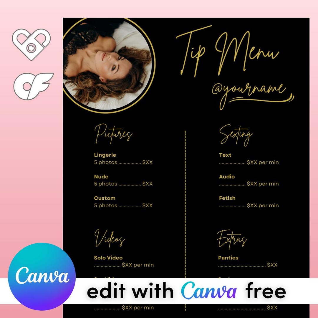 DIY Onlyfans Tip Menu Canva Template - Solo Content Creator, Fansly ...