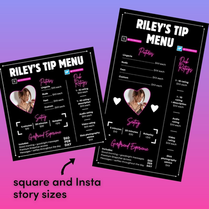 Onlyfans Tip Menu Template: Black Pink Y2K Emo Design (canva Editable ...