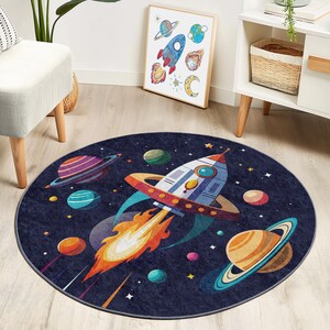 Astronaut Adventure Rug | Rocket Galaxy Nursery Carpet | Space ...