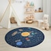 Solar System Kids Rug, Space Themed Round Carpet for Nursery & Playroom ...
