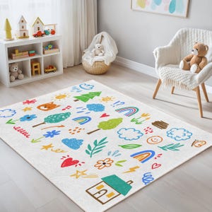Kids Doodle Art Rug - Children's Creative Drawing Design Carpet ...