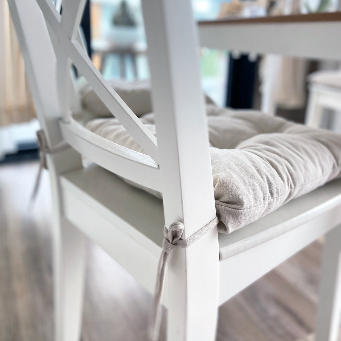 Linen Chair Cushion, Kitchen Seat Pad, Chair Pads With Ties, Kitchen ...