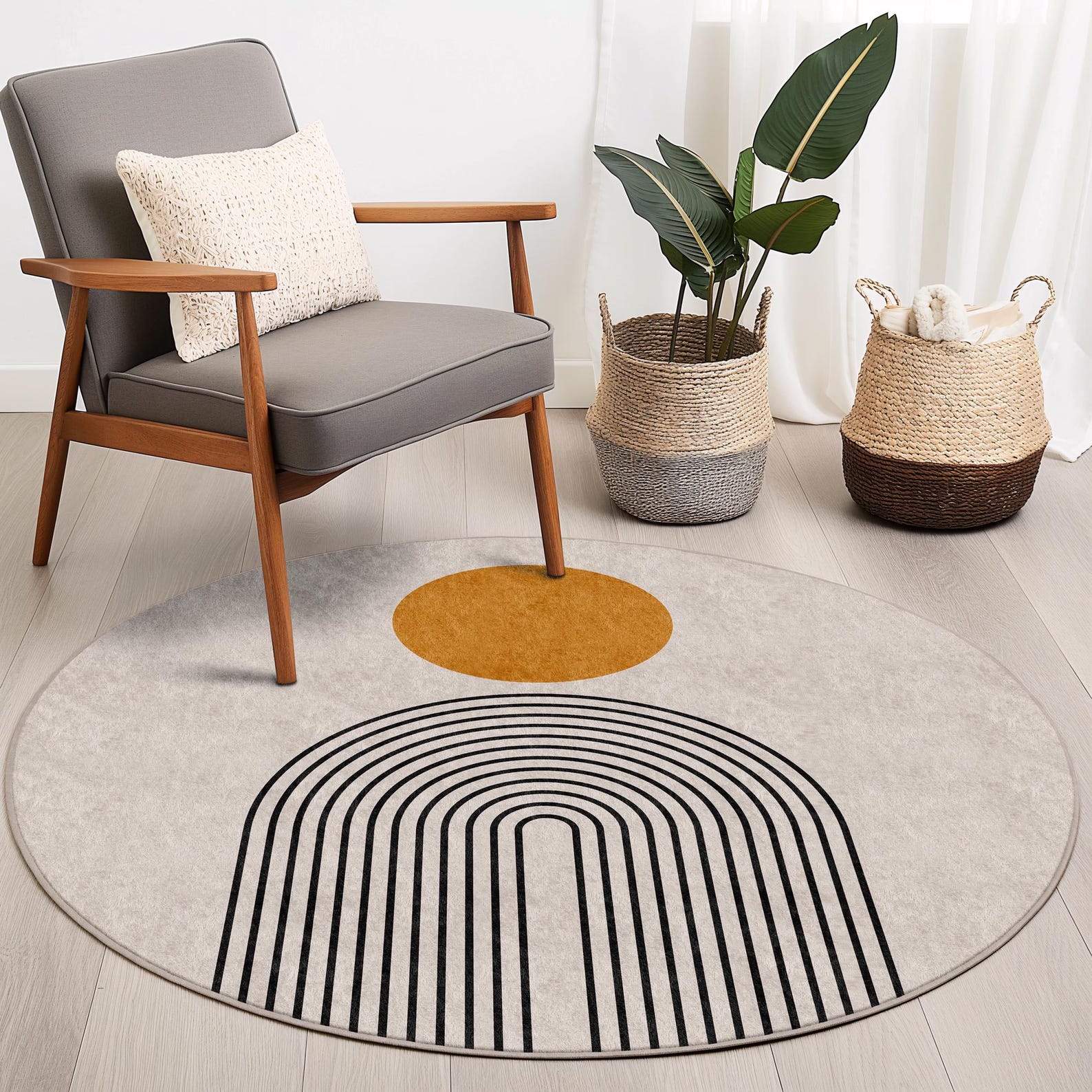 Bauhaus Inspired Round Rug | Rugs for Living Room | Minimalist ...