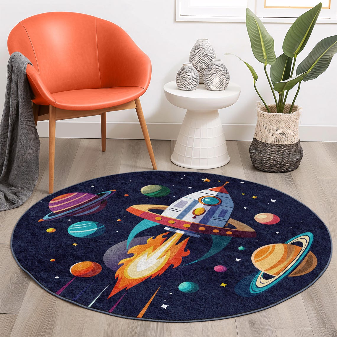 Astronaut Adventure Rug Rocket Galaxy Nursery Carpet Space Exploration ...