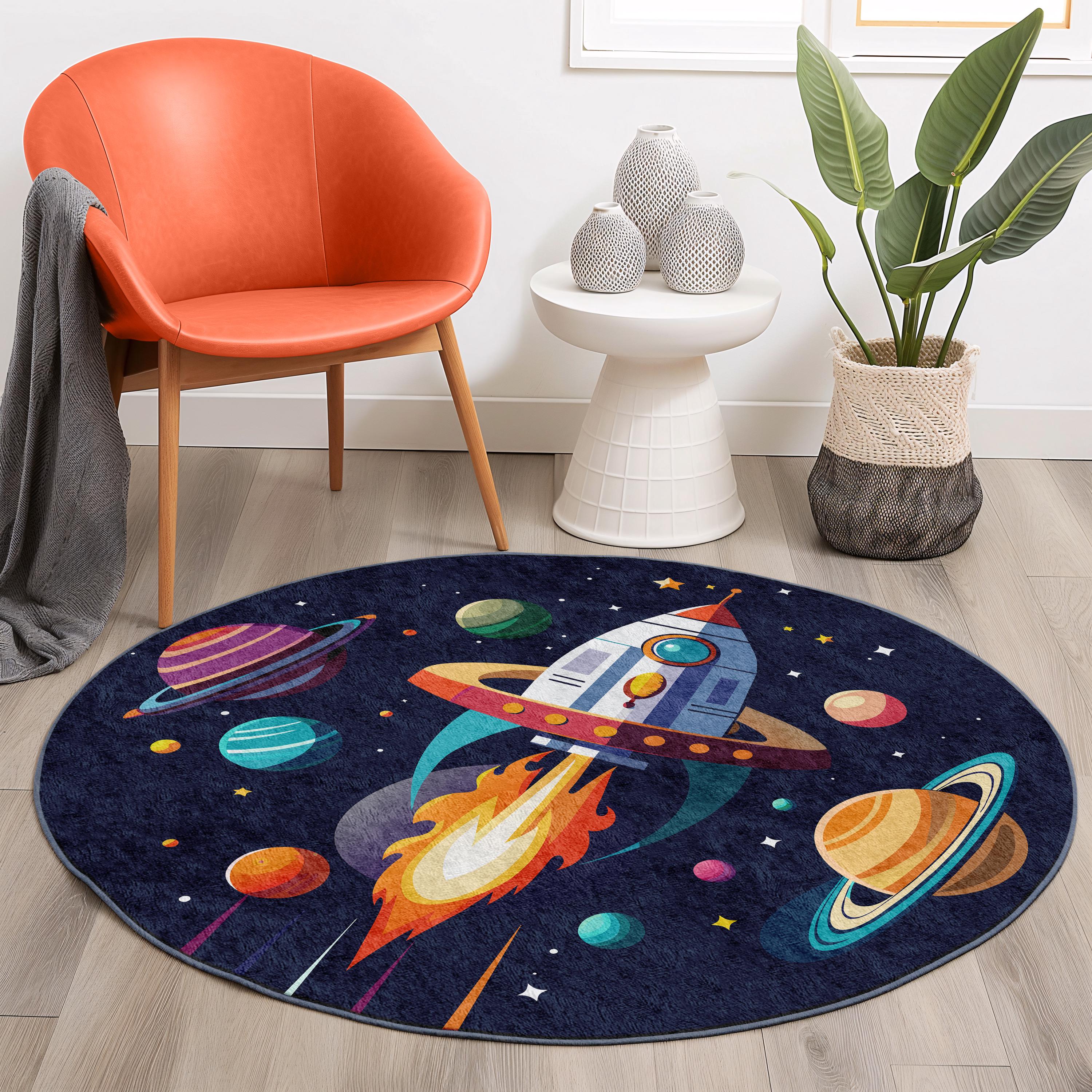 Astronaut Adventure Rug Rocket Galaxy Nursery Carpet Space Exploration ...