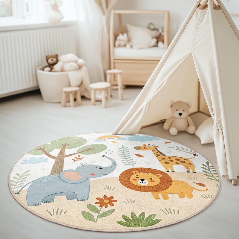 Nursery Animal Print Rug - Etsy UK