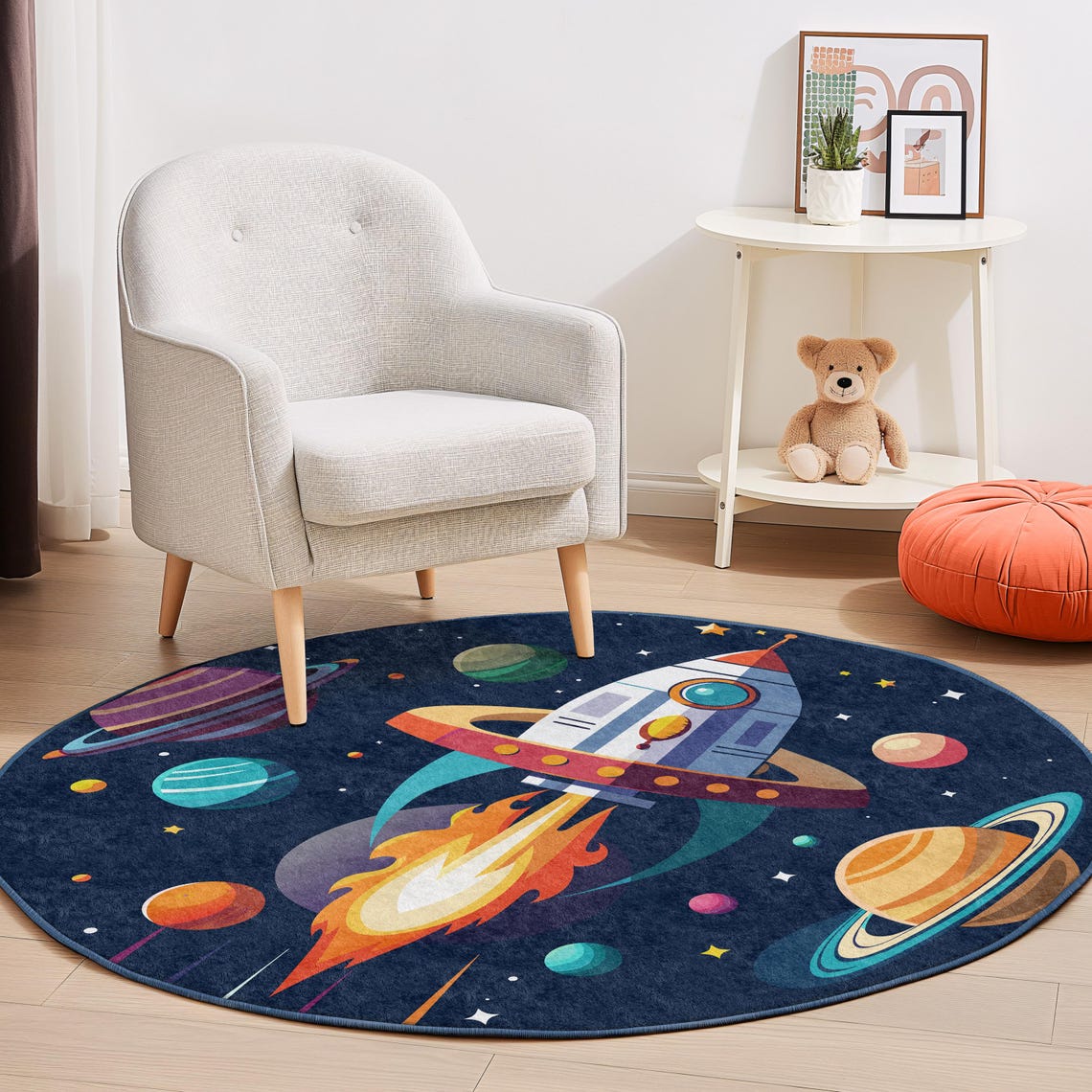 Astronaut Adventure Rug Rocket Galaxy Nursery Carpet Space Exploration ...