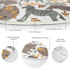 Safari Adventure Round Rug | Jungle Animals Nursery Carpet | Kids Room ...