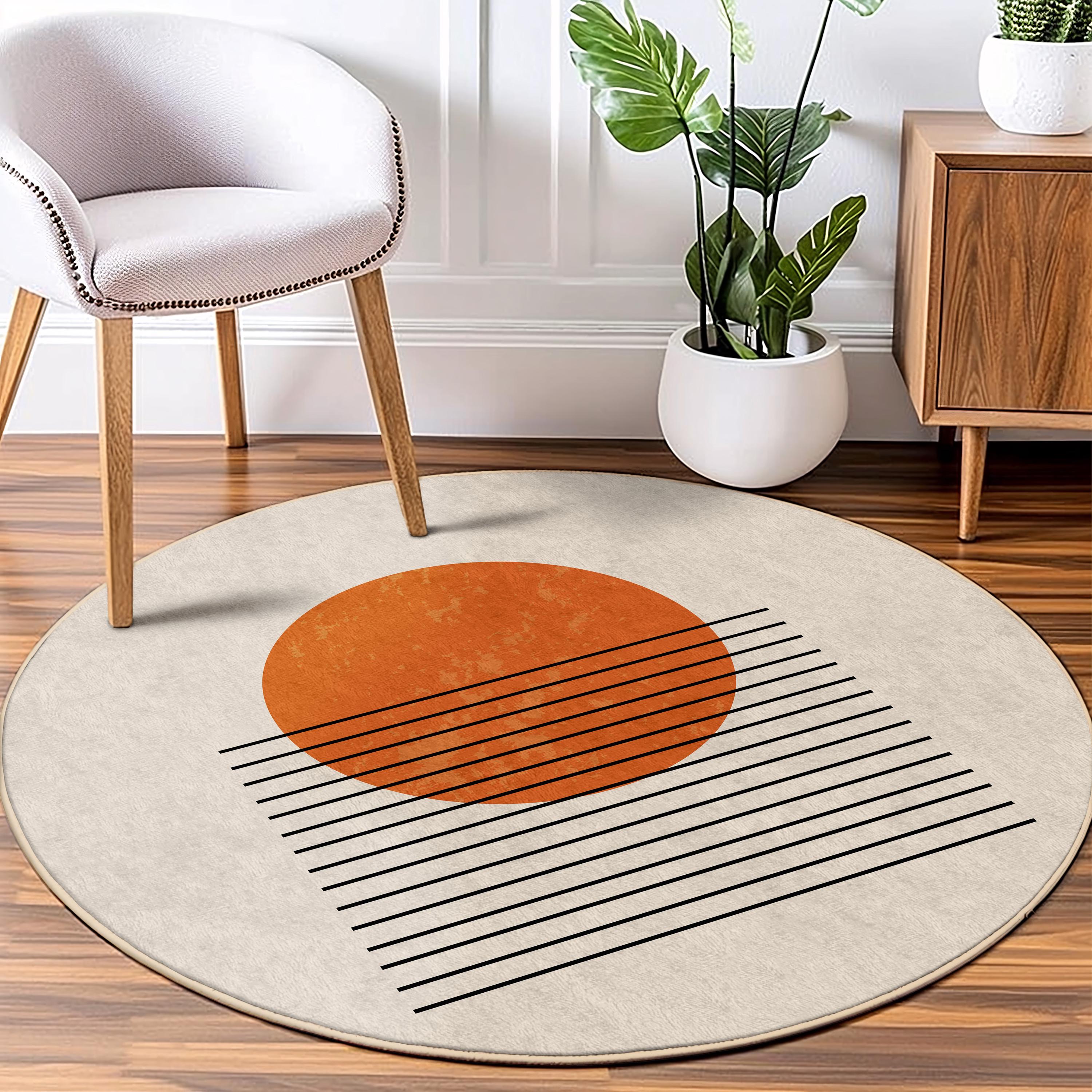 Contemporary Round Rug With Geometric Pattern, Rugs for Living Room ...