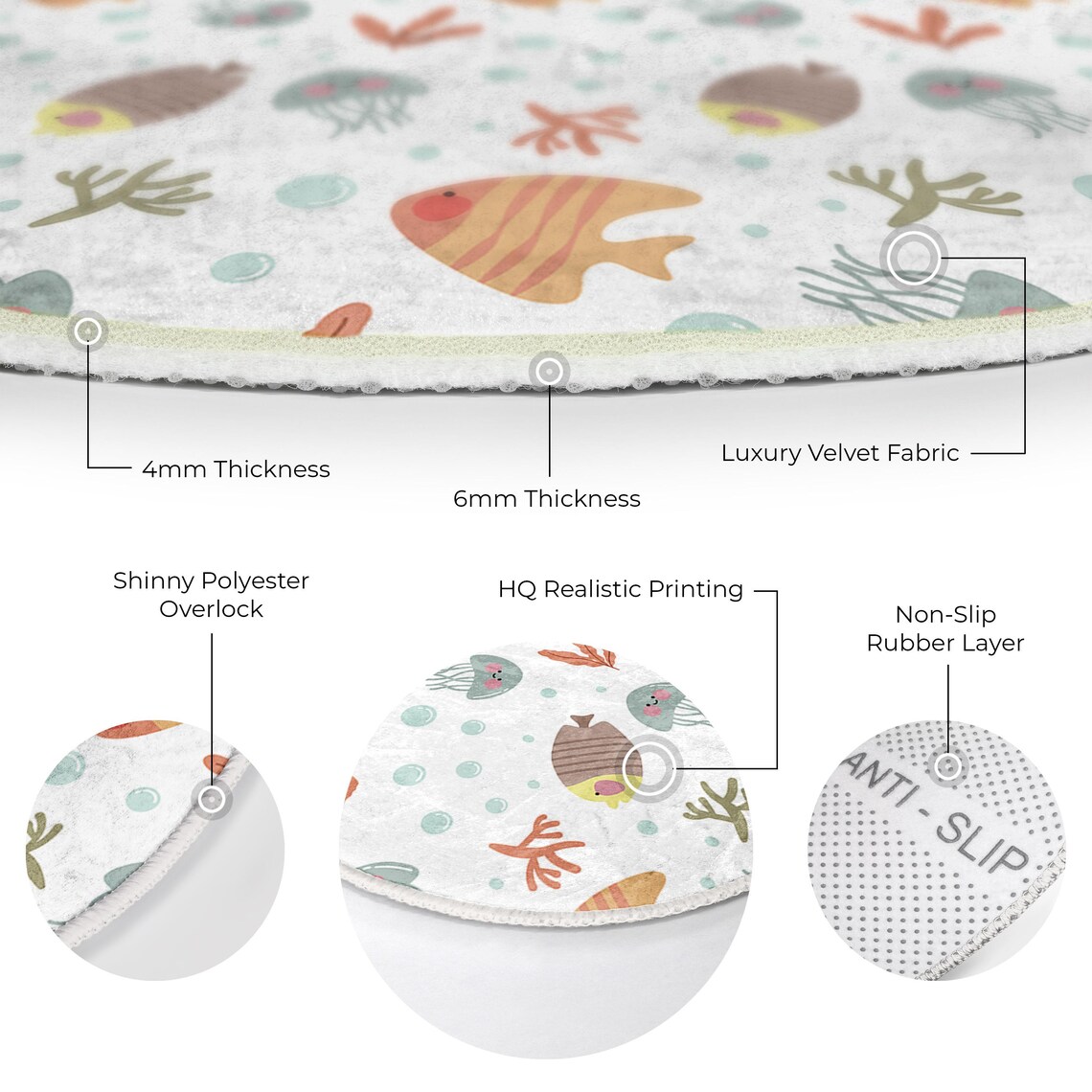 Polka Dot Round Rug, Modern Nursery Playmat, Scandinavian Kids Room ...