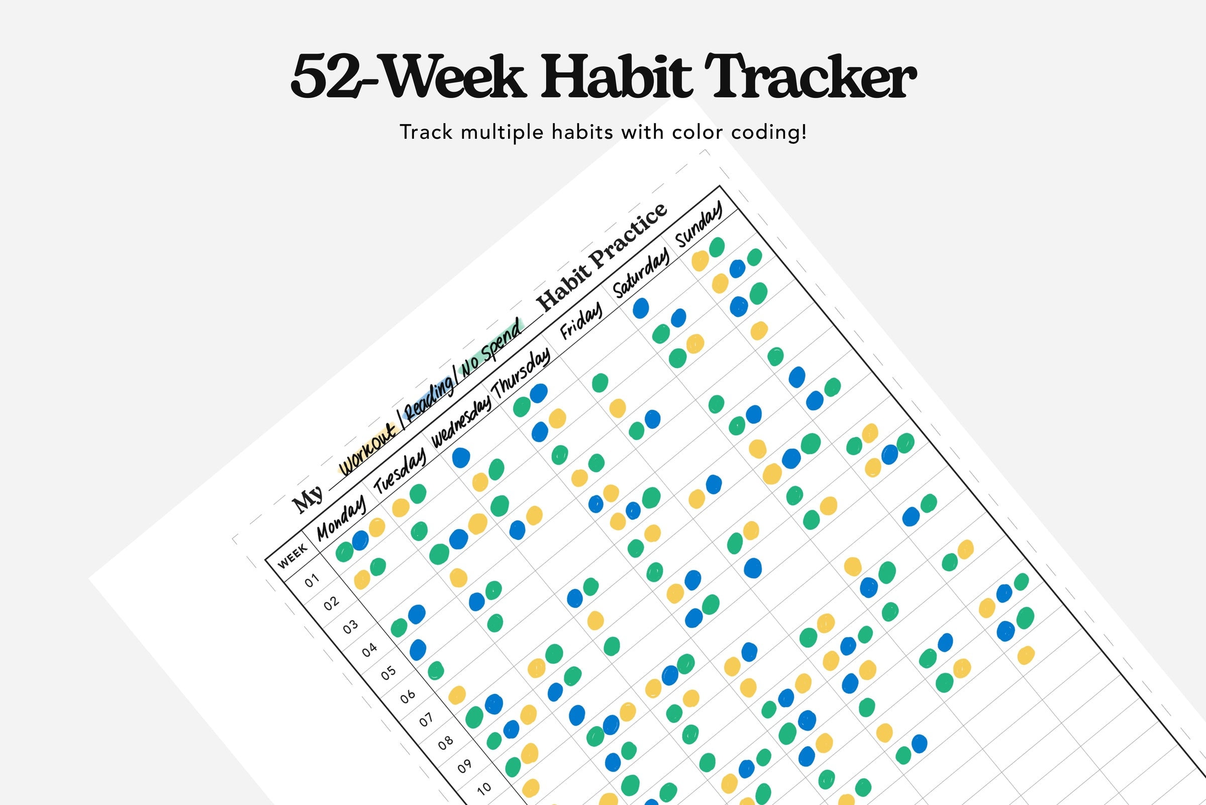 52 Week Habit Tracker Printable Planner - Etsy