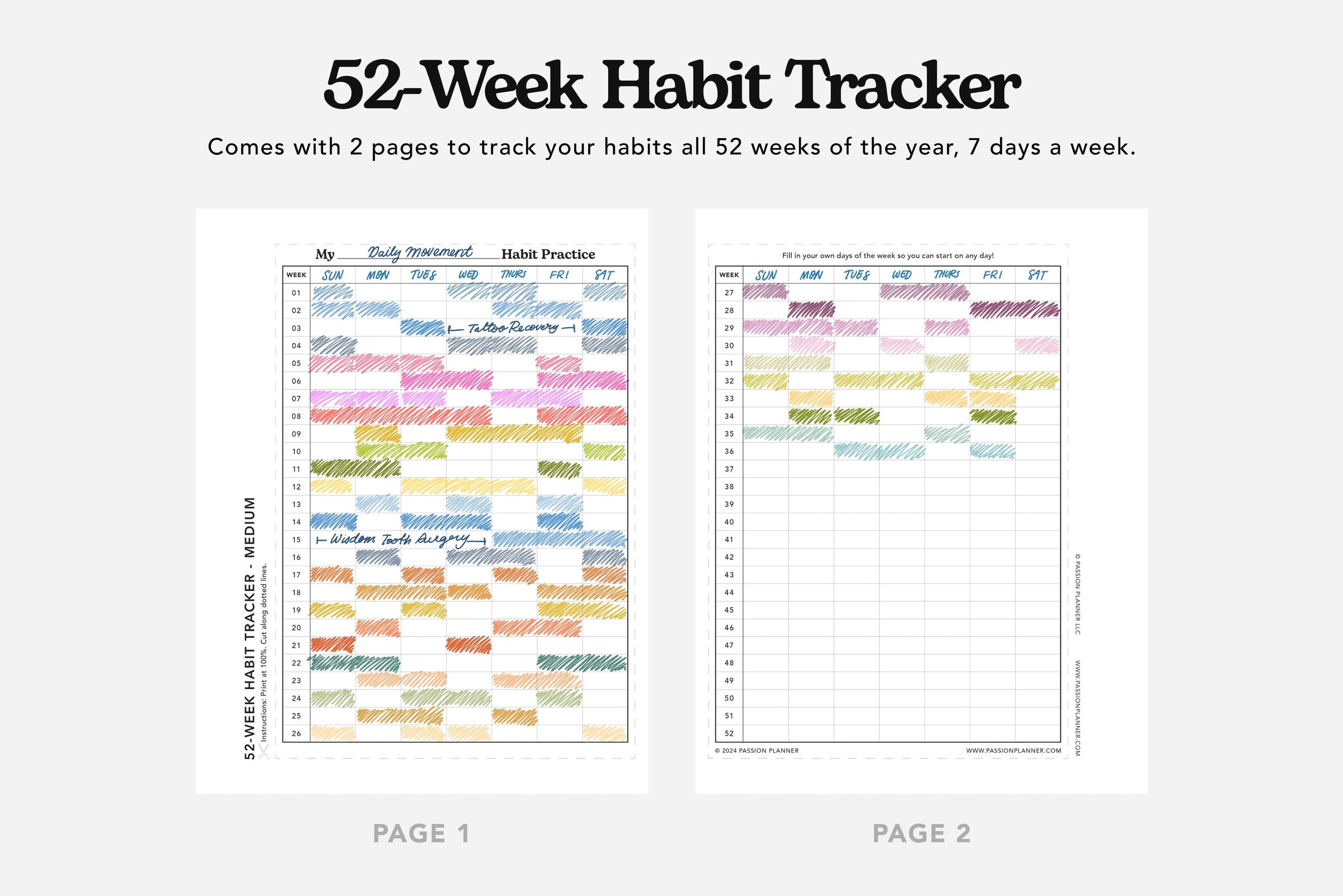 52 Week Habit Tracker Printable Planner - Etsy