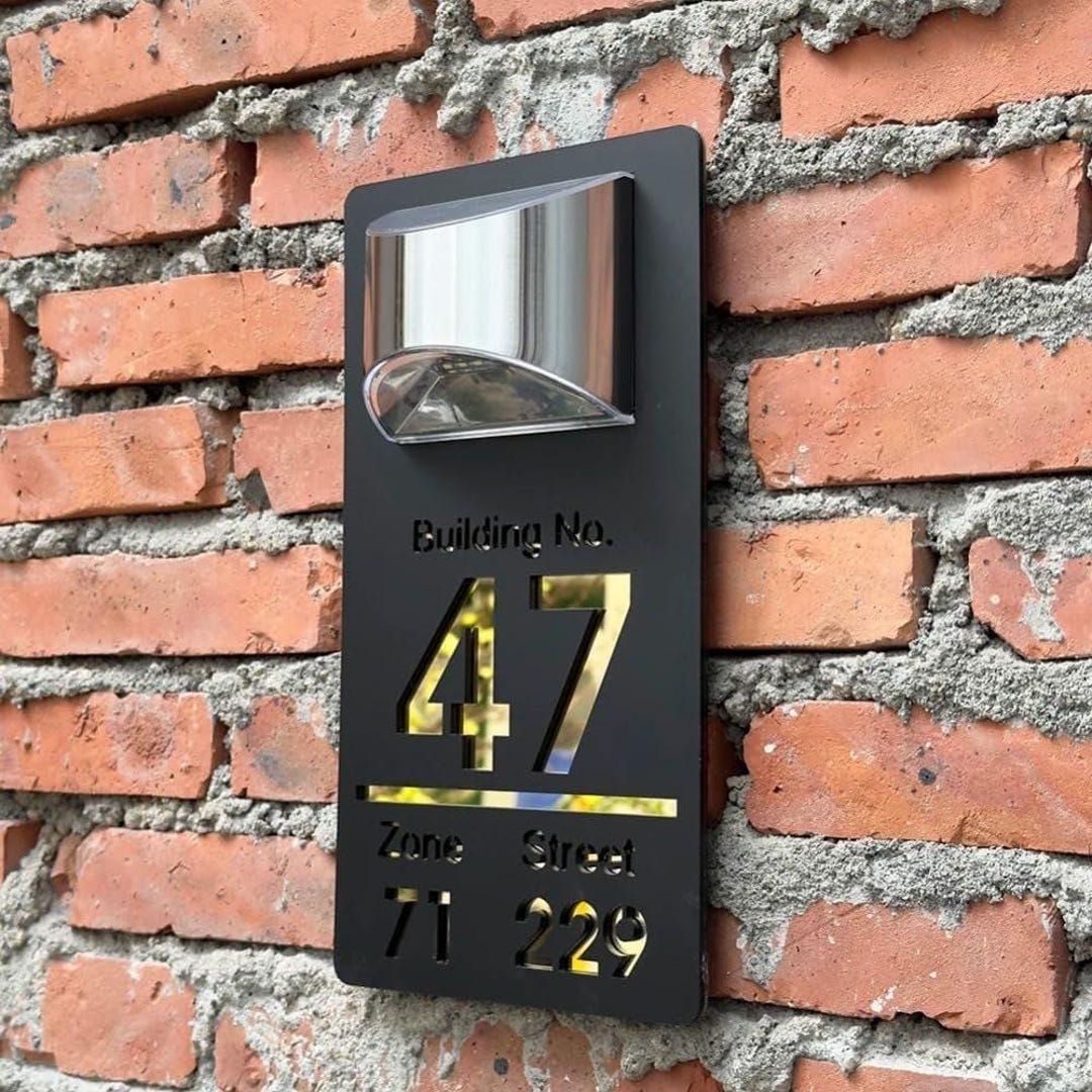 Solar House Number Sign Address, Illuminated Address Plaque, Custom ...