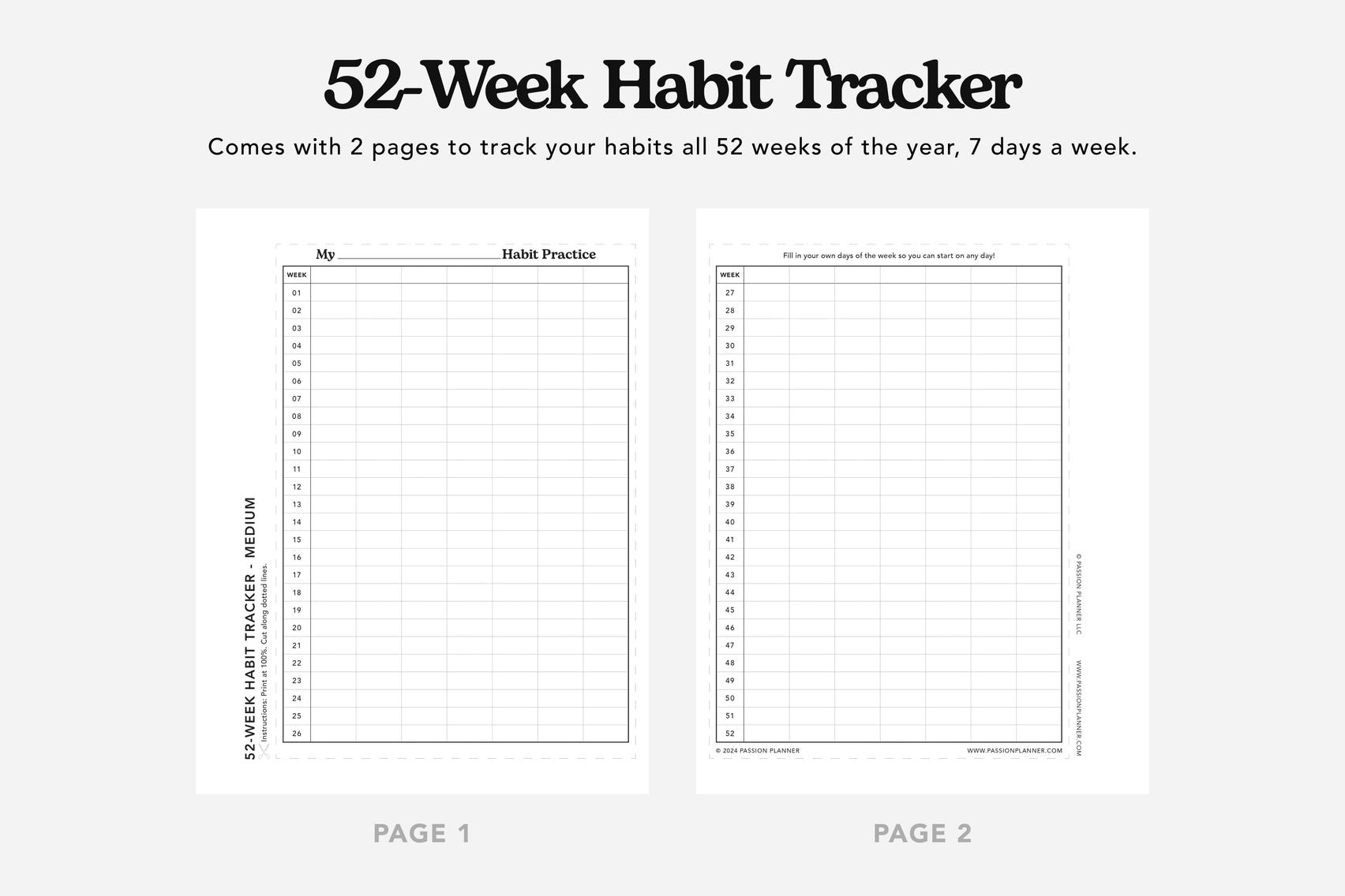 52 Week Habit Tracker Printable Planner - Etsy