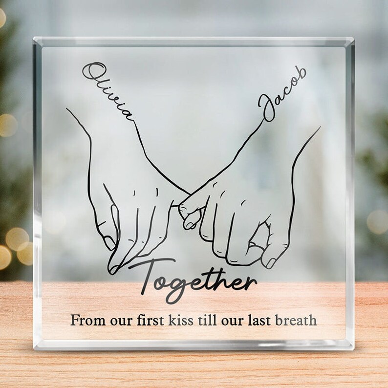 Personalized Couple Hand Holding Acrylic Plaque, Custom Engraved Love ...