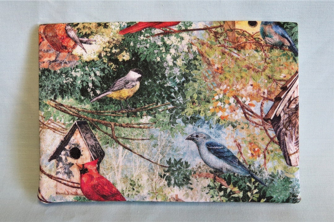 Checkbook Cover Cotton Fabric Top Stub Wild Birds Birdhouses - Etsy