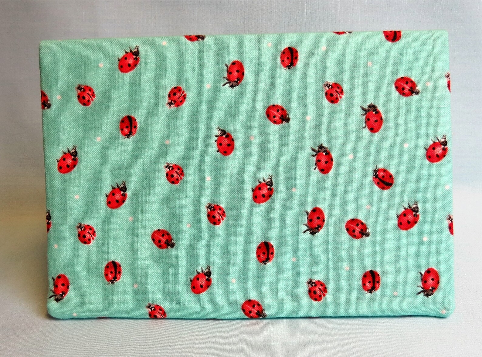 Checkbook Cover Top Stub Cotton Fabric Ladybug Ladybugs Aqua Turquoise ...