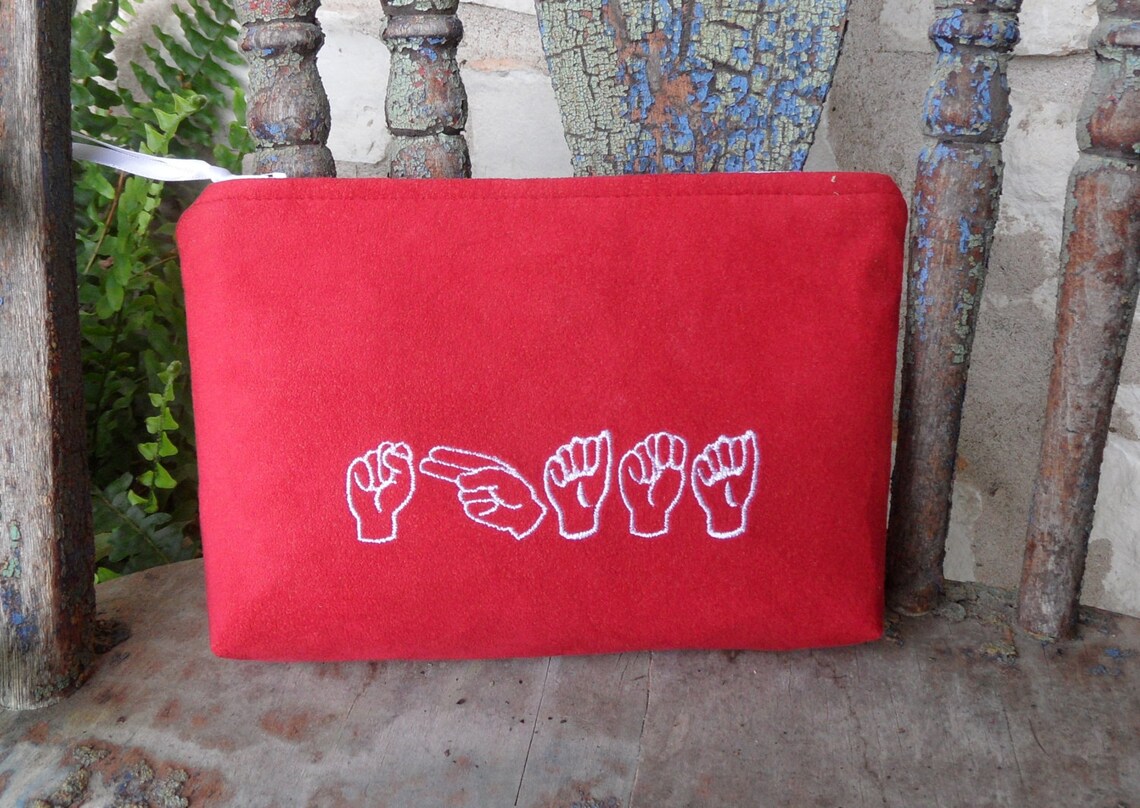 Custom American Sign Language ASL Zippered Cosmetic Makeup Bag Ultra ...
