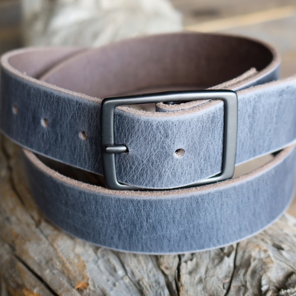 Gray Leather Belt - Etsy