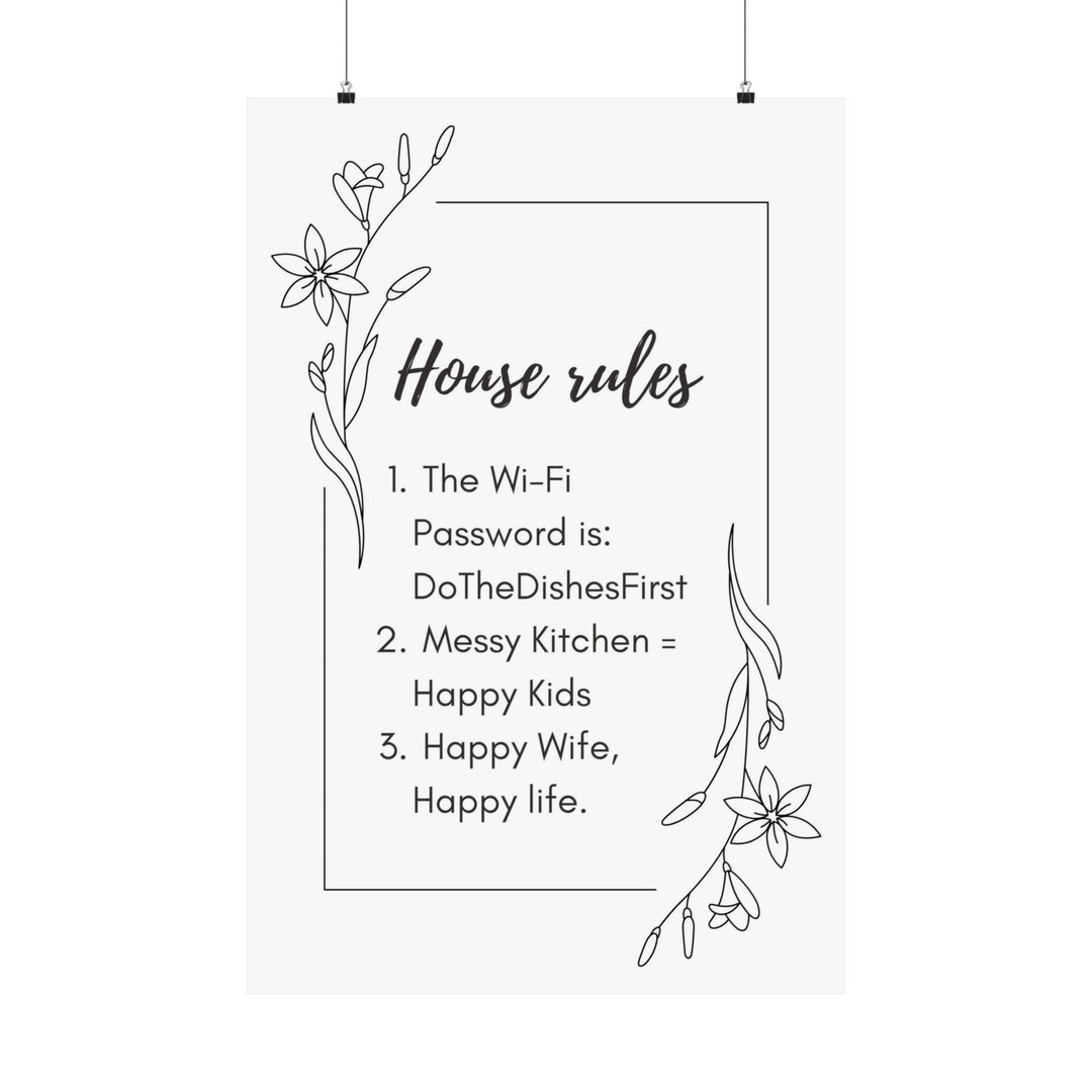 Matte Vertical Posters, Posters for the Family, house Rules Picture ...