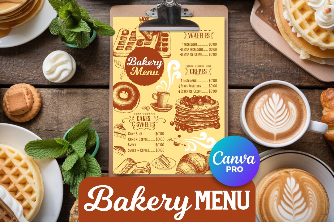 Bakery Menu, Editable Bakery Menu, Desserts Menu Template, Bakery Flyer ...