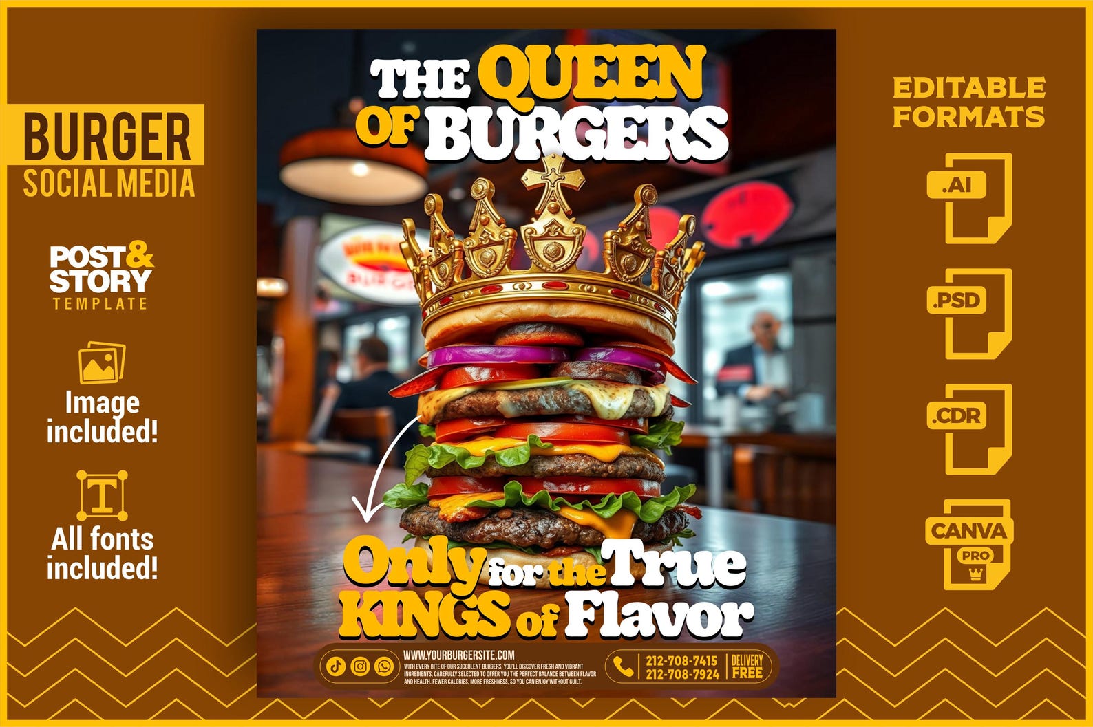 The Queen of Burgers, Post&story Template | Queen Burgers for Social ...