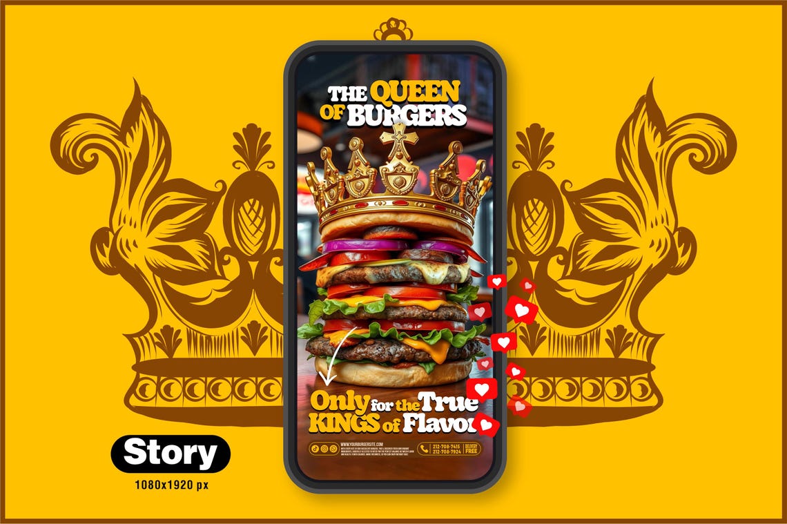 The Queen of Burgers, Post&story Template | Queen Burgers for Social ...