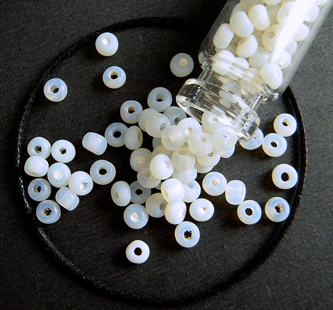 RUSTIC Abraded Moonstone Antique Italian Glass Seed Beads - 2x3.5mm ...
