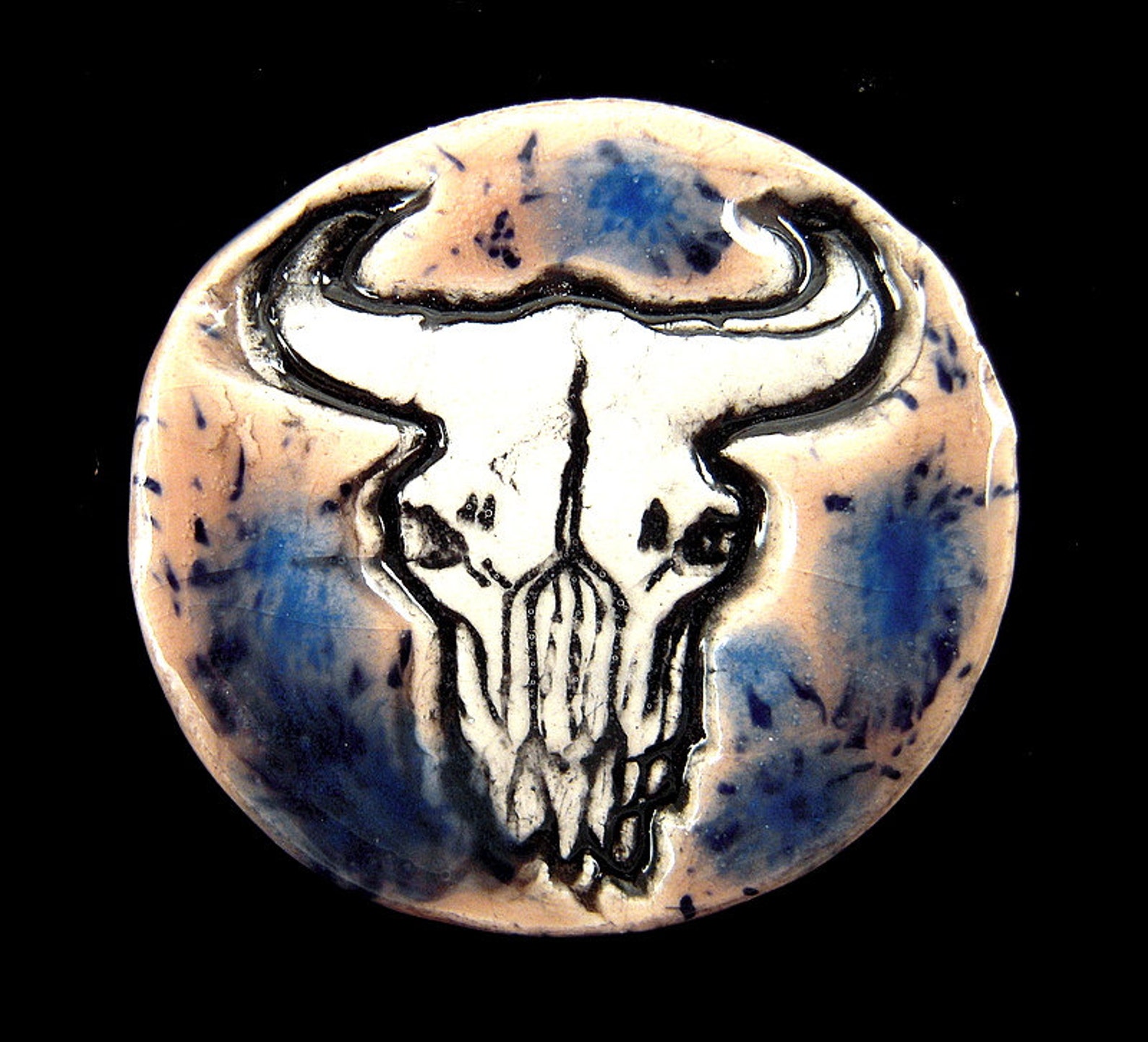 Blue Buffalo Ceramic Skull Bead 34mm northern - Etsy