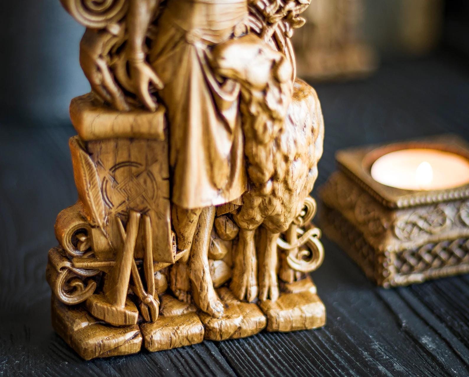 Handmade Oak Brigid Statue: Celtic Pagan Goddess Altar Decor - Etsy