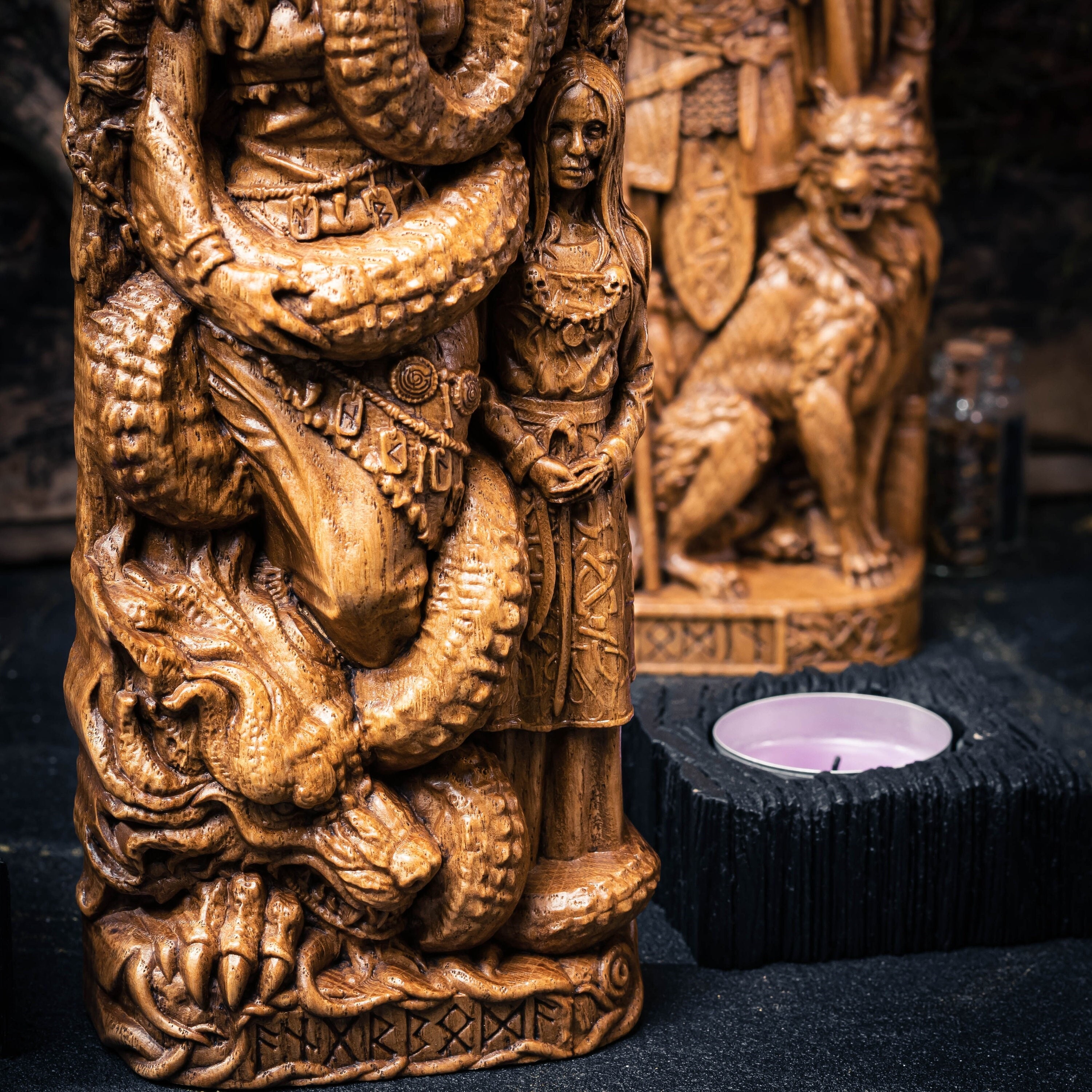 Handmade Oak Angrboda Statue: Norse Mythology Queen of Iron Wood - Etsy