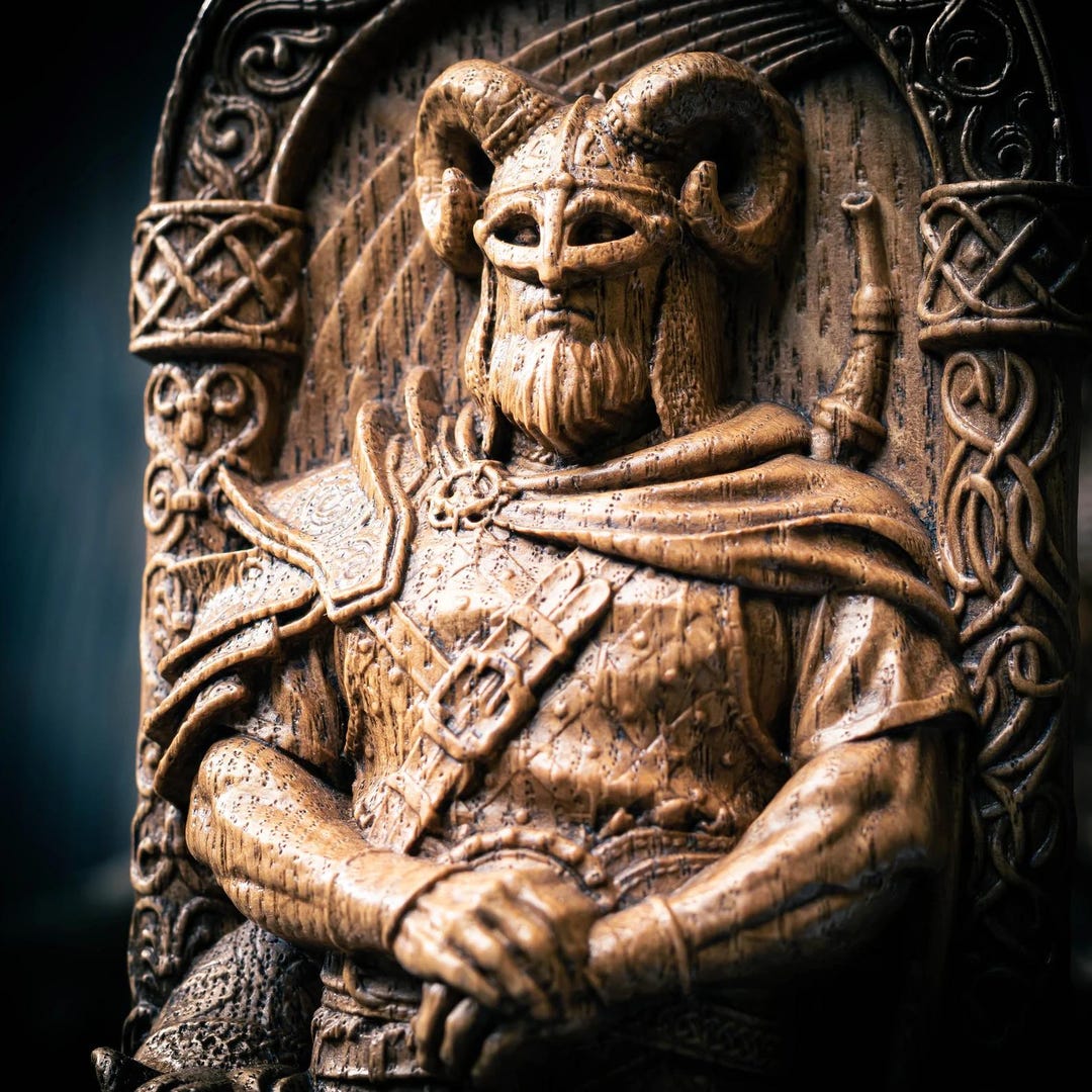 Heimdallr Norse God Statue From Oak. - Etsy