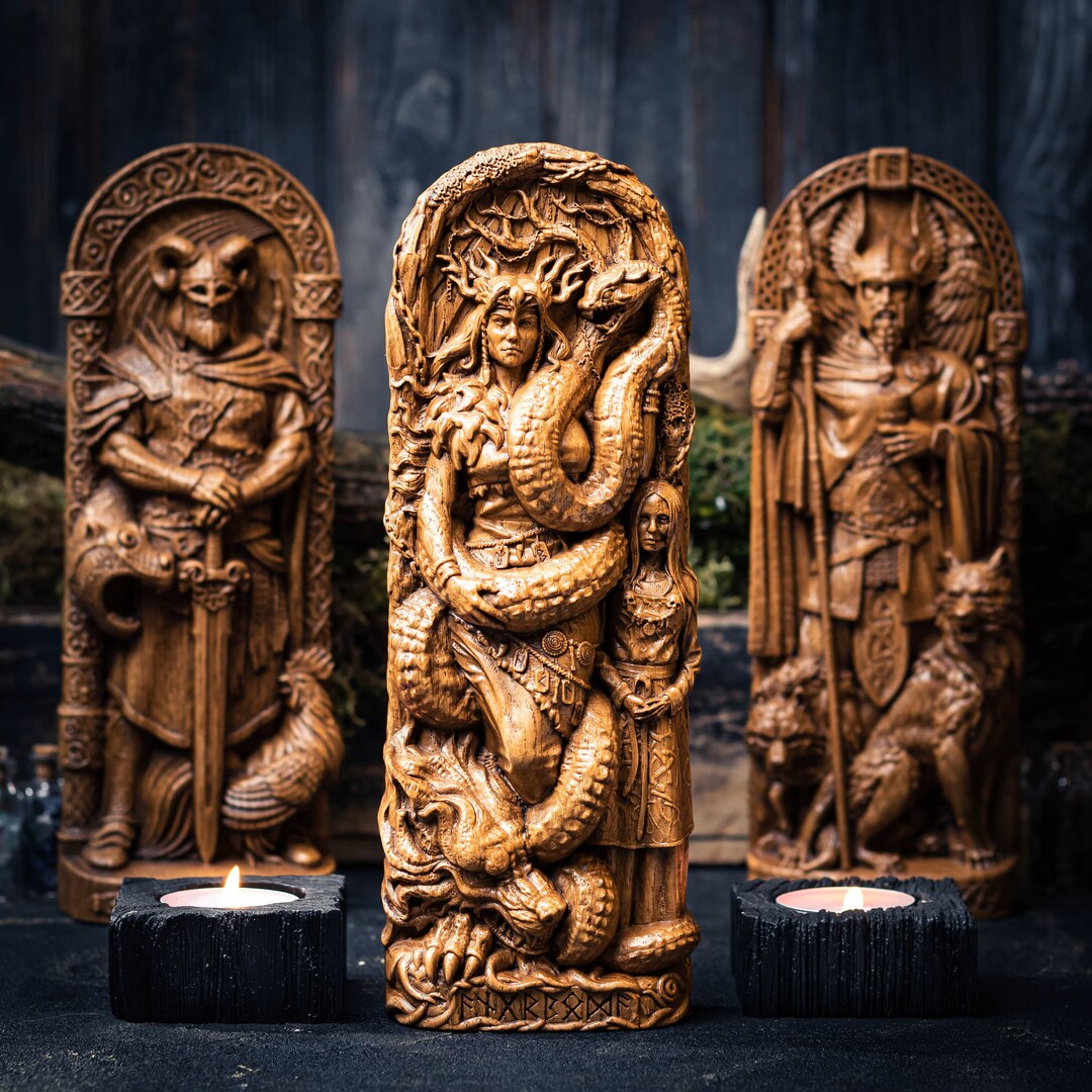 Handmade Oak Angrboda Statue: Norse Mythology Queen of Iron Wood - Etsy