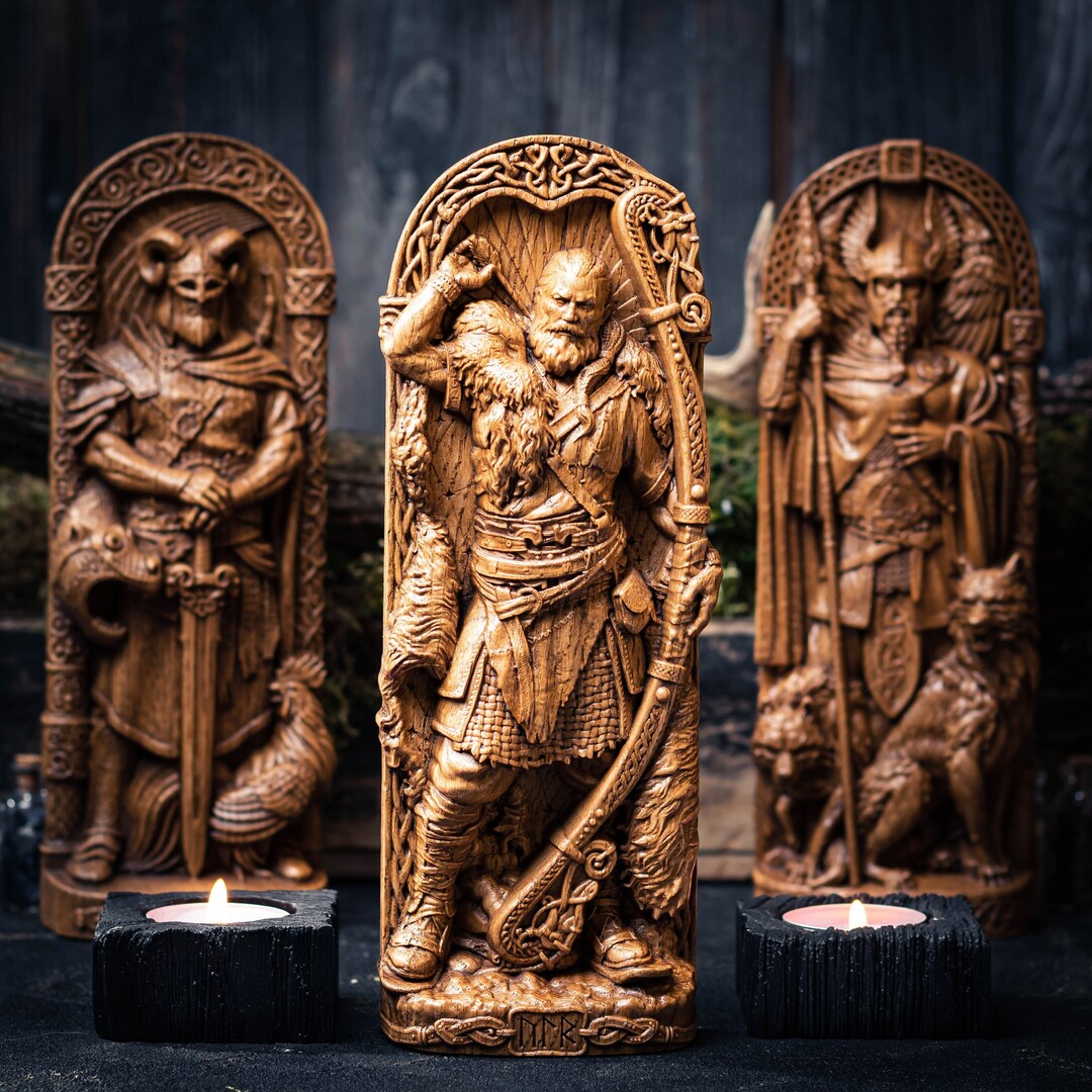 Handmade Oak Wood Ullr Statue: Norse God of Winter - Etsy
