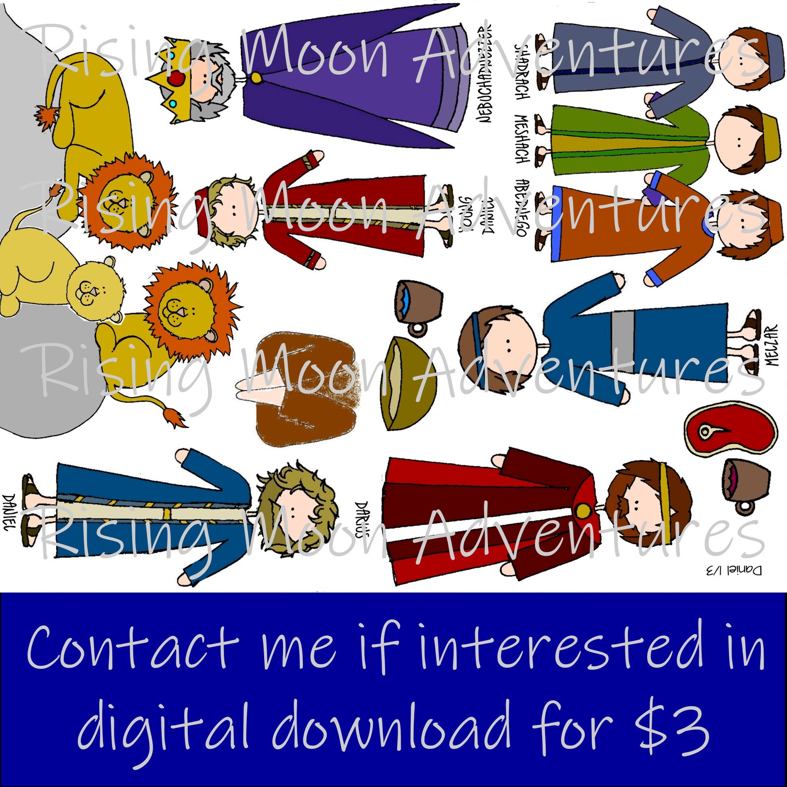 Daniel and the Lion's Den Cutouts With Laminated Story | Etsy UK