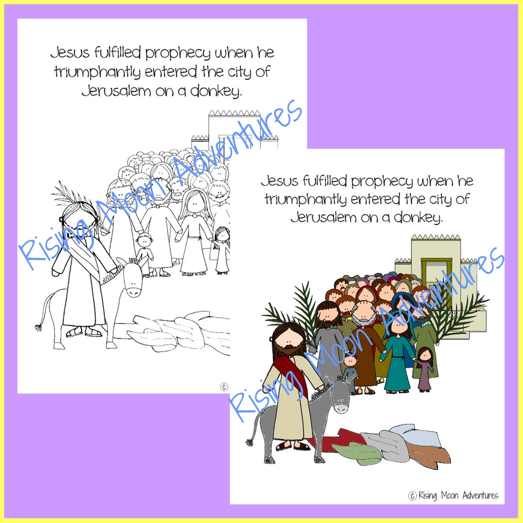 Triumphant Entry of Jesus Christ Coloring Page and Colored Display Page ...