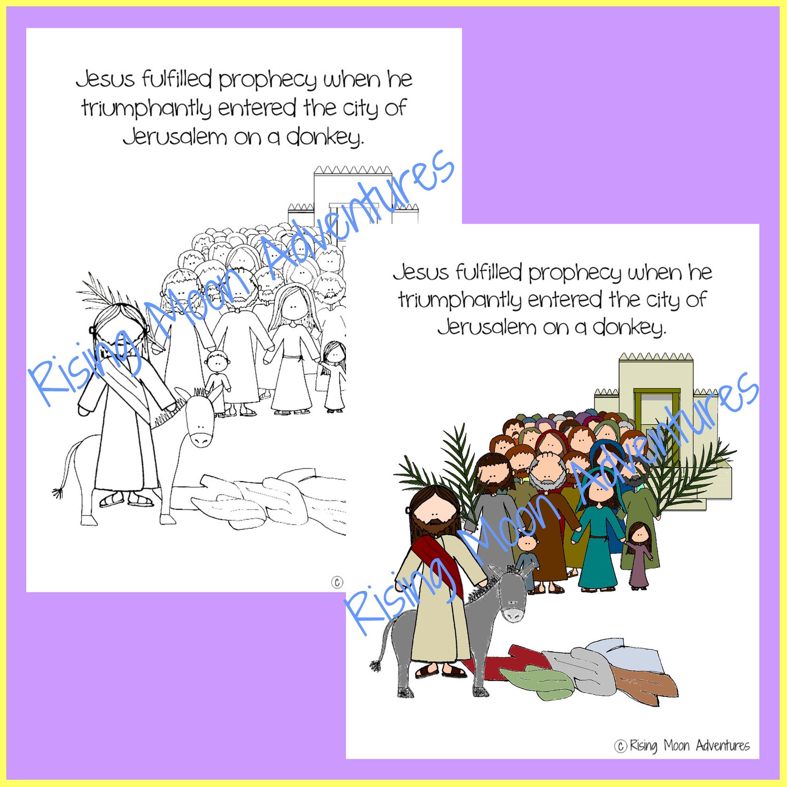 Triumphant Entry of Jesus Christ Coloring Page and Colored Display Page ...