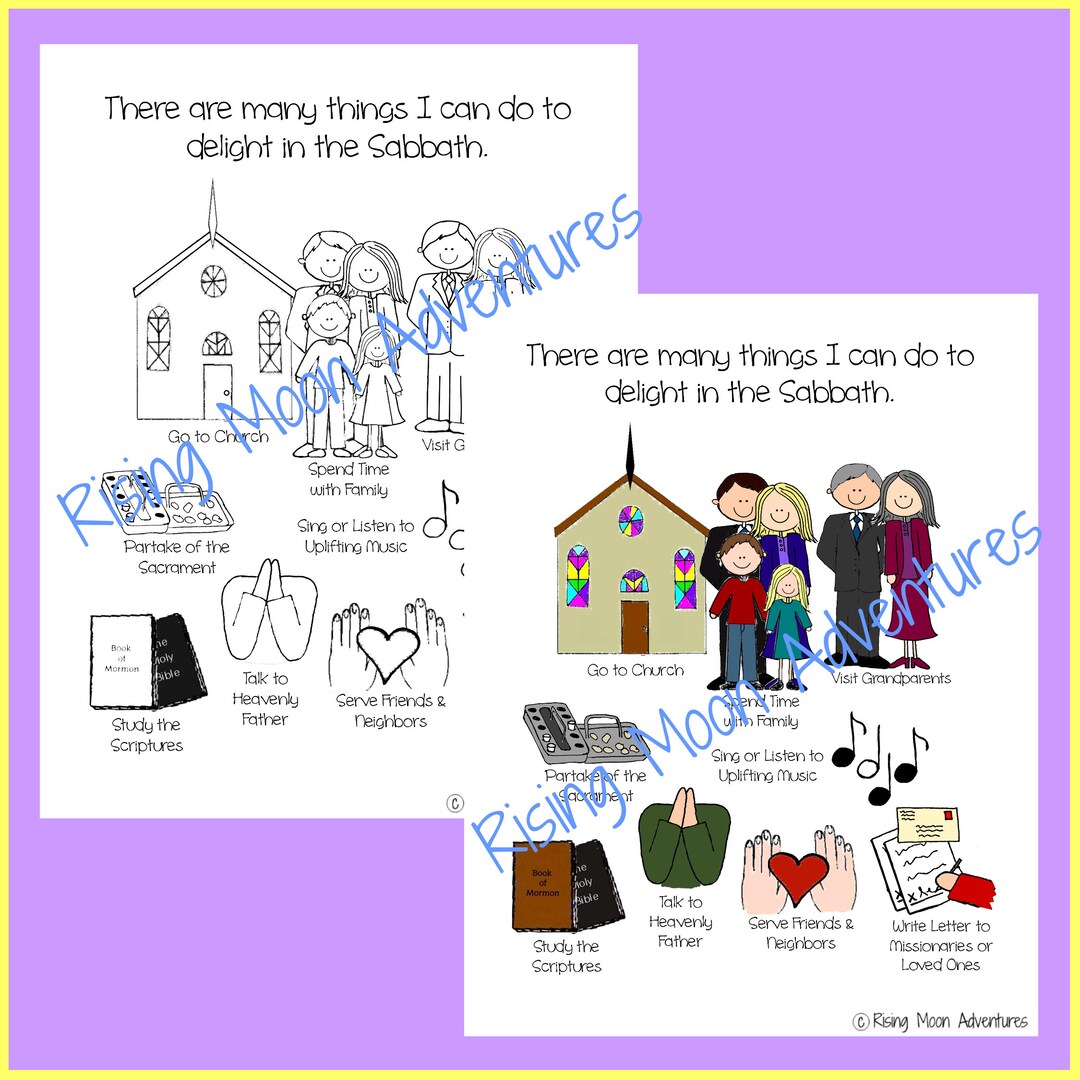 Sabbath Day Coloring Page and Colored Display Page Download - Etsy