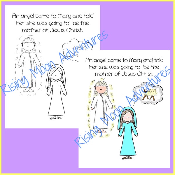 Mary and the Angel Coloring Page - Etsy