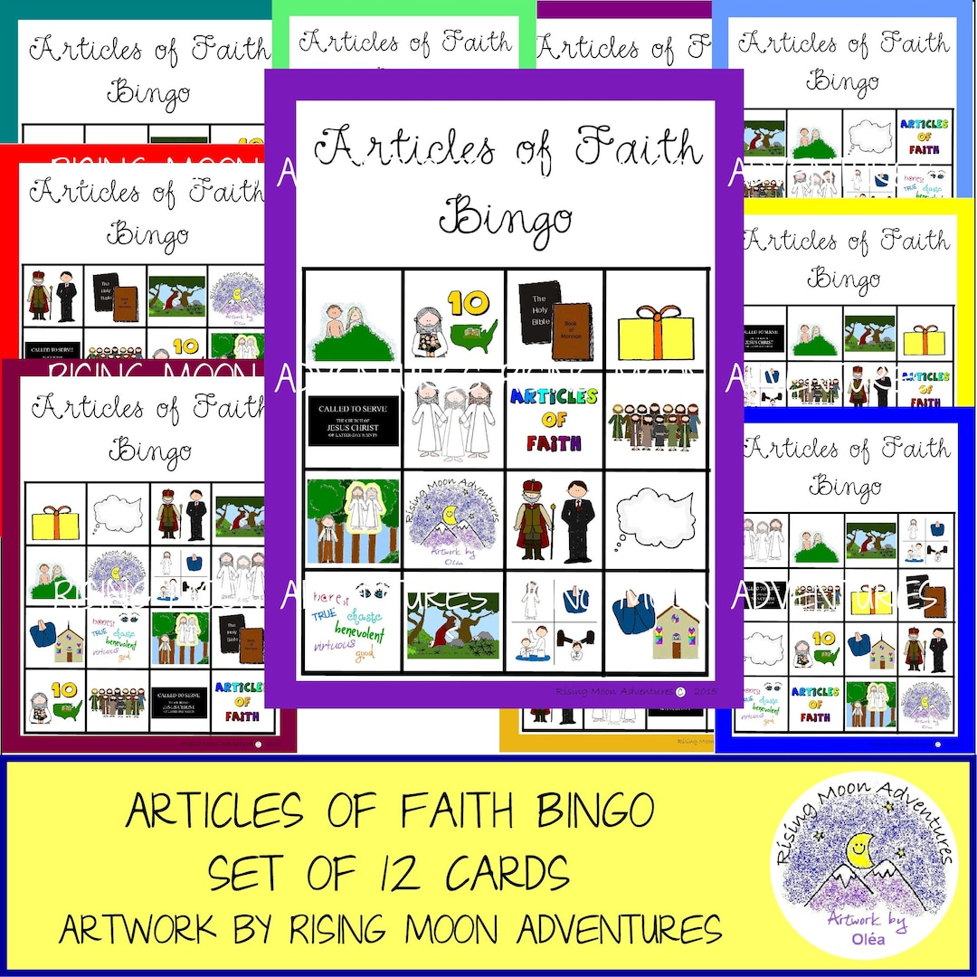 Articles of Faith Bingo Game Set of 12 - Etsy