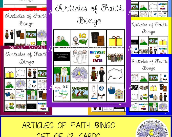 Articles of Faith Bingo Game Set of 12 - Etsy