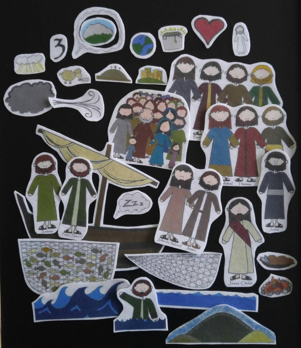 Jesus and His Disciples Cutouts With Laminated Story Card | Etsy