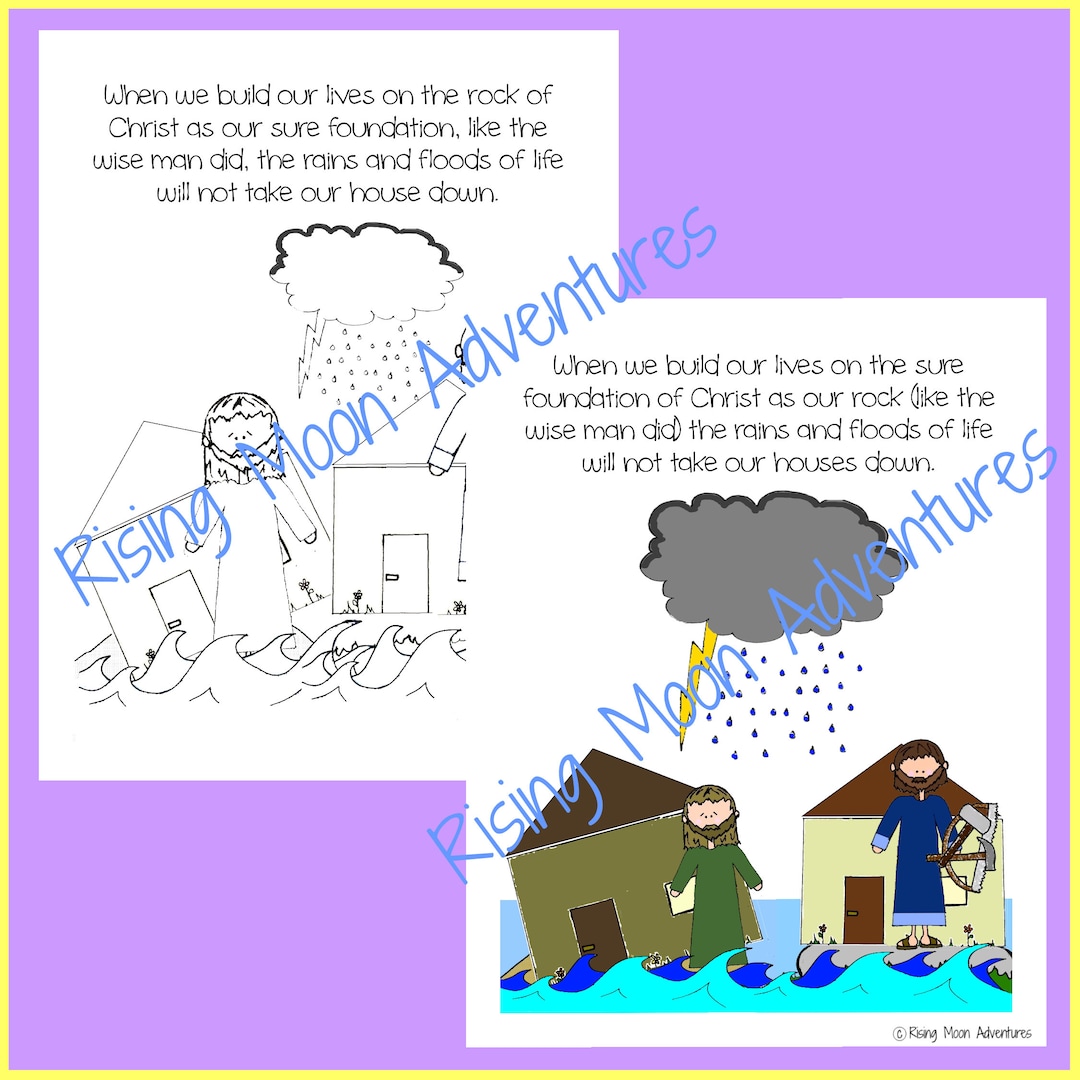 The Wise Man Built His House Upon a Rock Coloring Page and Display Page ...