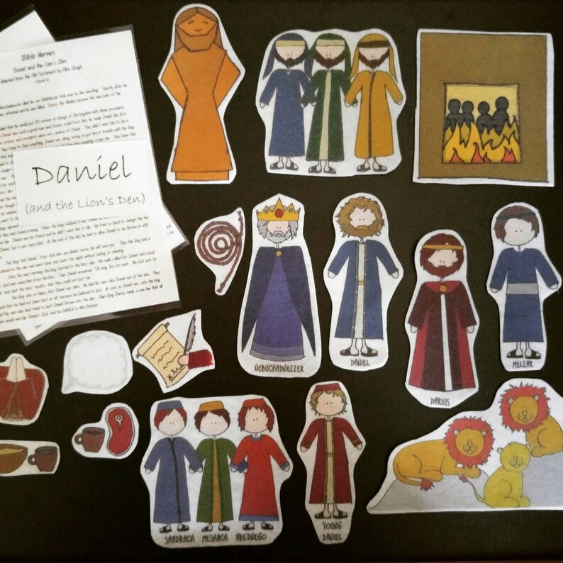 Daniel and the Lion's Den Cutouts With Laminated Story | Etsy UK