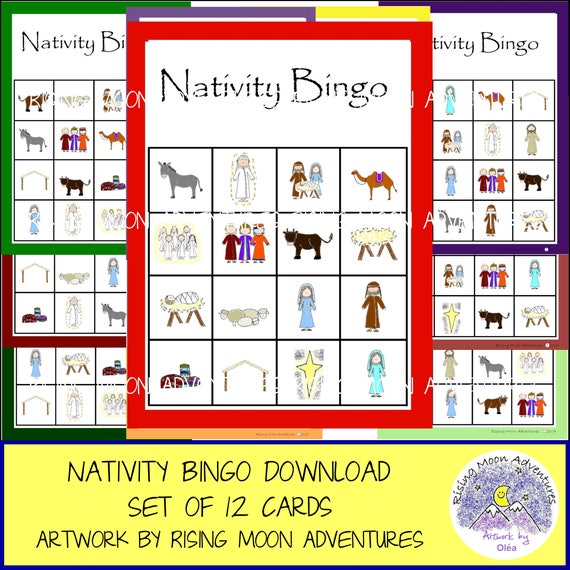 Christmas Nativity Bingo Game Set of 12 | Etsy