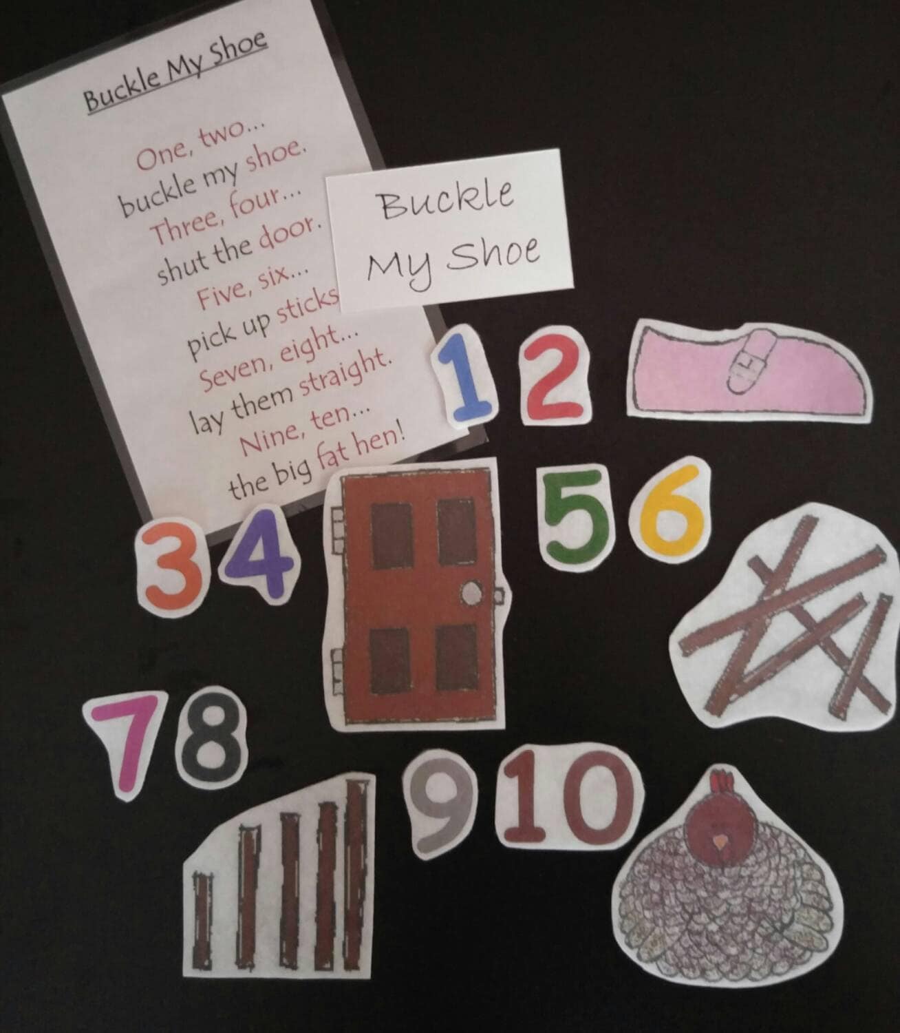 Toys One Two Buckle My Shoe Felt Board Pieces // Flannel Board Pieces ...